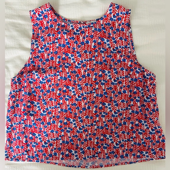 J. Crew | Tops | J Crew Red And Blue Floral Tank Top | Poshmark